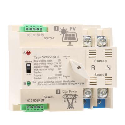 China AC220V PV Solar Din Rail 2P 63A ATS Dual Power Automatic Transfer Switch for sale