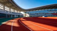China 10mm - 15mm running track flooring Purple Stadium Running Track For Stadium Renovations for sale