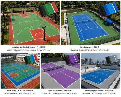 China 0.8mm - 1.2mm Acrylic Hard Court Surfacing UV Resistant Acrylic Sports Flooring for sale