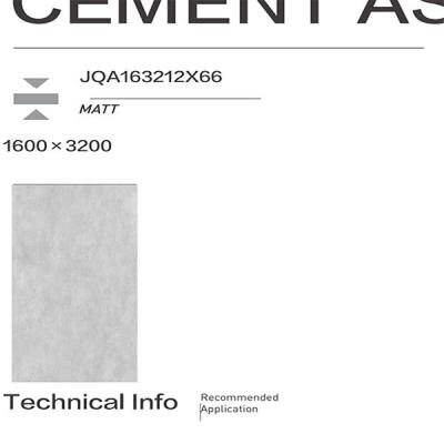 China Polished Slate Livingroom Tiles Cement Ash 1600x3200mm Matte Porcelain Slab for sale