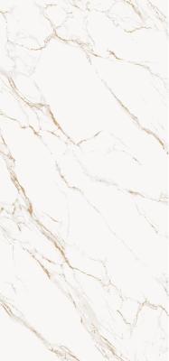 China Sofitel Gold Glazed Porcelain Tile Slab 1600x3200mm 12mm Thick for Furniture and Table Tops for sale