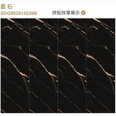 China Black Gold Inkstone Sintered Stone Tile 15mm Thickness Easy Maintenance for sale
