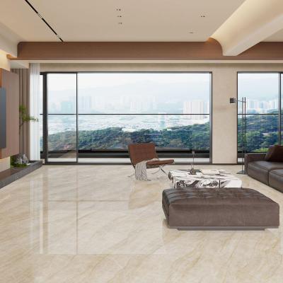 China 10mm Thickness 750x1500mm Polished Porcelain Tile Beige Terrazzo Design for Indoor Flooring for sale