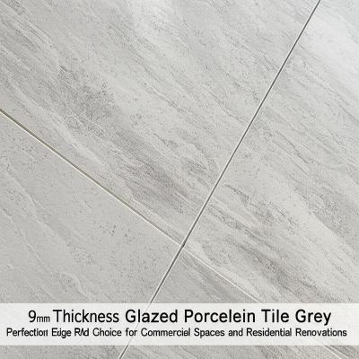 China 9mm Glazed Porcelain Tile Grey Rectified Edge PEI 4 Commercial Flooring for sale