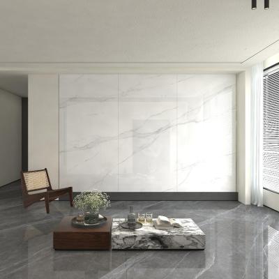 China Polished White Porcelain Tile 1200x2700mm Rectified Edge Indoor Floor and Wall Tile for sale