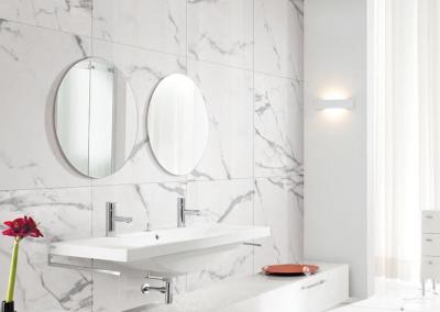 China Carrara Super White Porcelain Tile 600x1200mm 12mm Thick with 0.05% Water Absorption Rate for sale