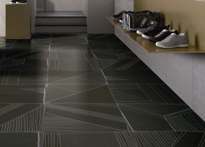 China 600x600mm Black Carpet Look Porcelain Tile - 10mm Thick R10 Matte Finish with 0.2% Water Absorption for sale