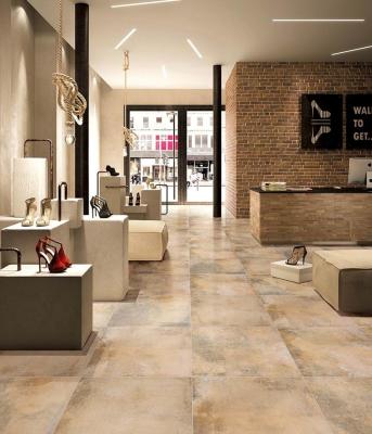 China Yellow Accidental Colouring Travertine Porcelain Tile 600x600mm Matte Finish for sale