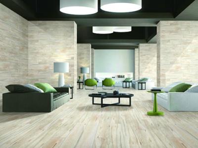 China Polished Porcelain Wood Effect Tile 36x24x0.4 Inches Beige Matte Flooring for sale