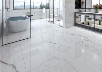China Carrara White Porcelain Tile 24x48 Matte Surface 12mm Thickness PEI 4 Commercial Grade for sale