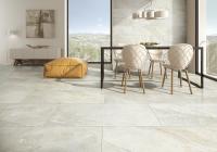 China Beige Marble Look Porcelain Tile 12mm Thick with 0.05% Water Absorption for Bathroom Flooring for sale