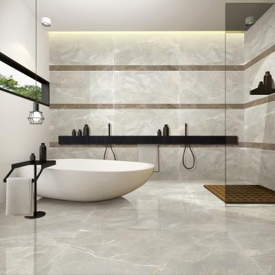 China Light Grey Stone Look Porcelain Tiles 600x1200mm Anti Slip Flooring with 12mm Thickness and Class 4 Abrasion Resistance for sale