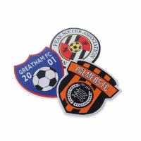 China Custom Woven Iron On Velcro Patches for Football Team Clothing Applique 100 Pcs for sale