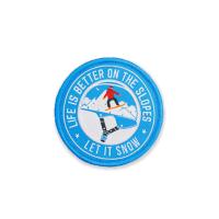 China Custom Skiing Embroidered Sports Patches Woven Yarn Thread Fabric Jacket Badge 9 Colors for sale