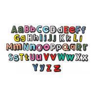 China 26 Letters Iron On Embroidered Patches Set Multi Color 3'' Height for sale