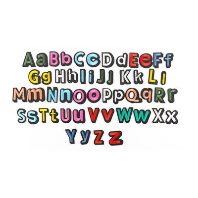 China 26 Letters Iron On Embroidered Patches Set Multi Color 3'' Height for sale