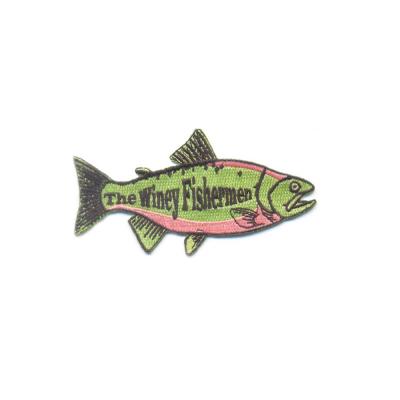 China Custom Fishing Embroidery Logo Patches Iron On 3 Inch Clothes Badges for sale