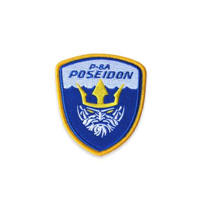 China Custom Iron On Embroidered Patches Merrowed Border 100% Polyester DIY Logo for Clothing 12 inch for sale