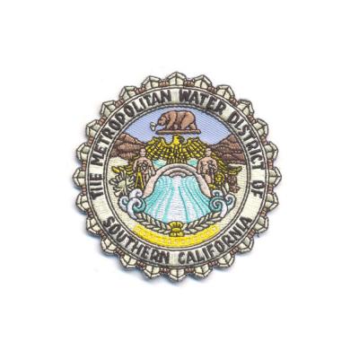 China Custom Embroidered Patches Logo Iron On 3D Embroidery Merrowed Border Badge for sale