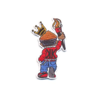 China Custom 3.5 Inch Die Cut Embroidered Patches Iron On Logo Badges for Clothing Hats Cotton for sale