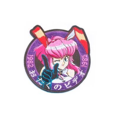 China Custom Anime Character Embroidered Hat Patches Die Cut Border 9 Colors for sale
