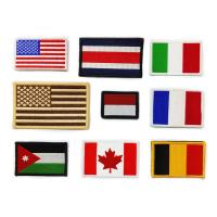 China Custom Embroidered Iron On Flag Patches 2x3 Inch 9 Colors for Hats Jackets Bags for sale