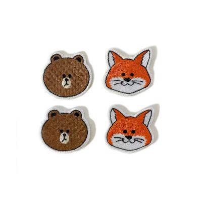 China Custom Embroidered Fox Patch Iron On Die Cut Border 3D Embroidery for Clothing for sale