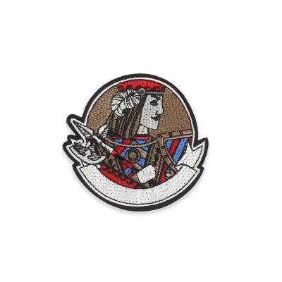 China Custom Embroidered Poker Face Iron On Patches DIY Garment Bedding Decoration 100 Polyester Thread for sale