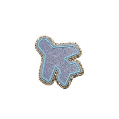 China Custom Glitter Iron On Patches Merrowed Border 9 Colors DIY Bags Embroidered Applique for sale