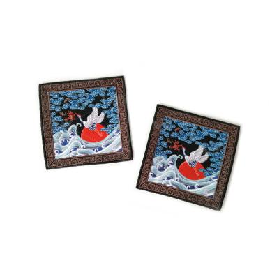 China Chinese Style Embroidered Patches Sew On T Shirt Die Cut Applique 100% Embroidery 12 Colors for sale