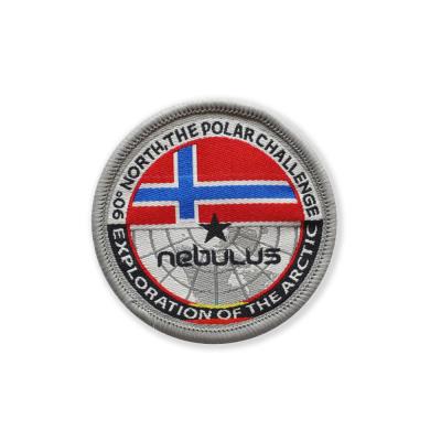 China Flag Logo Woven Patch Label Merrowed Applique Embroidery For Clothing for sale
