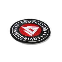 China Custom Embroidered Merrowed Patches Iron On Logo Badges for Hats Beanies 12 Colors for sale