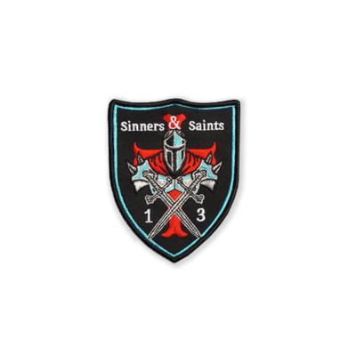 China Merrowed Iron On Letter Patch Merrowed Edge For Uniform Clothing for sale