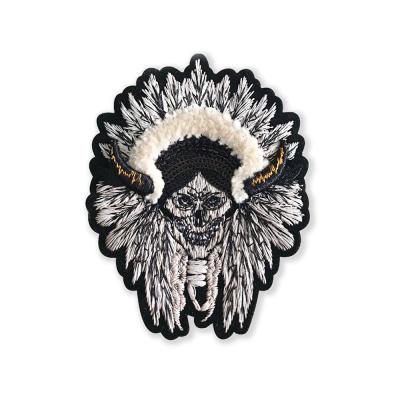 China Custom Sequins Embroidered Biker Patches Laser Cut Border Iron On Velcro Backing 9 Colors for sale