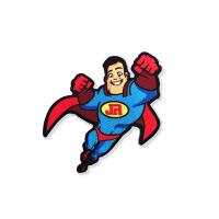 China Custom Dye Sublimation Patch Superman Shape Multicolor Sew On Embroidered Patch 12 Inch for sale