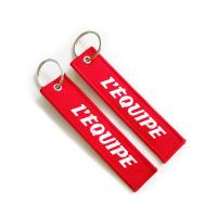 China Custom Embroidered Keychain Twill Merrowed Border 12 Colors OEM Logo 3-5 Day Sample for sale