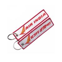 China Custom Embroidered Key Chain Tag Twill Merrowed 13cm x 3cm Souvenir Gift for sale