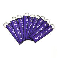 China 4 Inch Width Embroidered Key Chain , Custom Embroidered Keyring Yarn Twill Material for sale