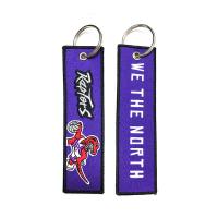 China 4 Inch Width Embroidered Key Chain , Custom Embroidered Keyring Yarn Twill Material for sale