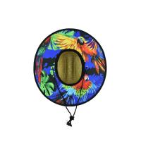 China Mat Grass Patch Straw Hat Round Shape Woven Heat Printing Bottom ODM for sale