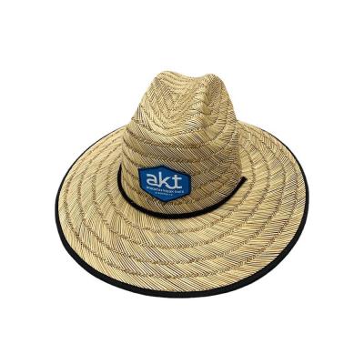China Custom 12cm Brim Woven Sun Hat for Outdoor Surfing Lifeguard Straw Hats for sale