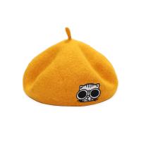 China Solid Color Military Wool Beret Cap For Women With Embroidery Patch for sale