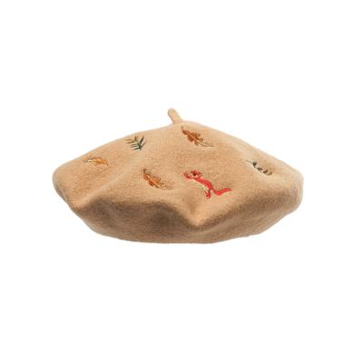 China Custom French Beret Hat 56-58cm 80% Wool Cashmere Acrylic Solid Color Eco Printing for sale