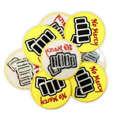 China Hook And Loop Embroidered Hat Patches Heat Cut Border OEM ODM for sale