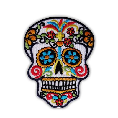 China Fabric Embroidered Skull Iron On Glitter Patches for Clothing 30% 100% Embroidery for sale