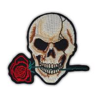 China Fabric Embroidered Skull Iron On Glitter Patches for Clothing 30% 100% Embroidery for sale
