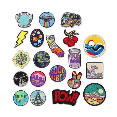 China Custom Embroidery Patches Iron On Applique Twill Felt 30-100% Embroidered Area for Jackets Bags Jeans for sale
