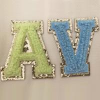 China Iron On Back Glitter Chenille Embroidery Patch Heart Shape Embroidered Cloth Patches for sale