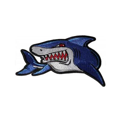 China Custom Animal Shark Embroidered Iron On Patches 100pcs MOQ Heat Press Backing for sale