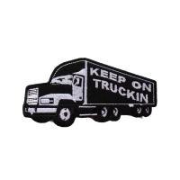 China Custom Embroidered Patches Cartoon Truck Artwork Iron On Decorative Badges 100pcs MOQ for sale
